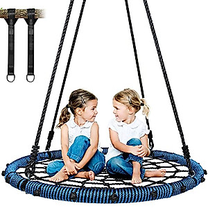 Trekassy Spider Web Saucer Swing 40 inch for Tree Kids with Steel Frame and Hanging Ropes