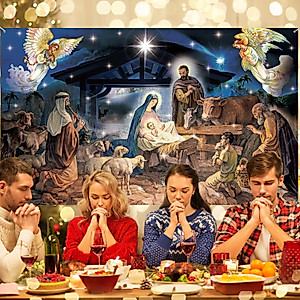 Tatuo Christmas Decoration Christmas Religious Backdrop Holy Nativity Photography Background Christmas Photography Background for Winter Xmas Outdoor Indoor Church Medieval Party Supplies, 73 x 43 In