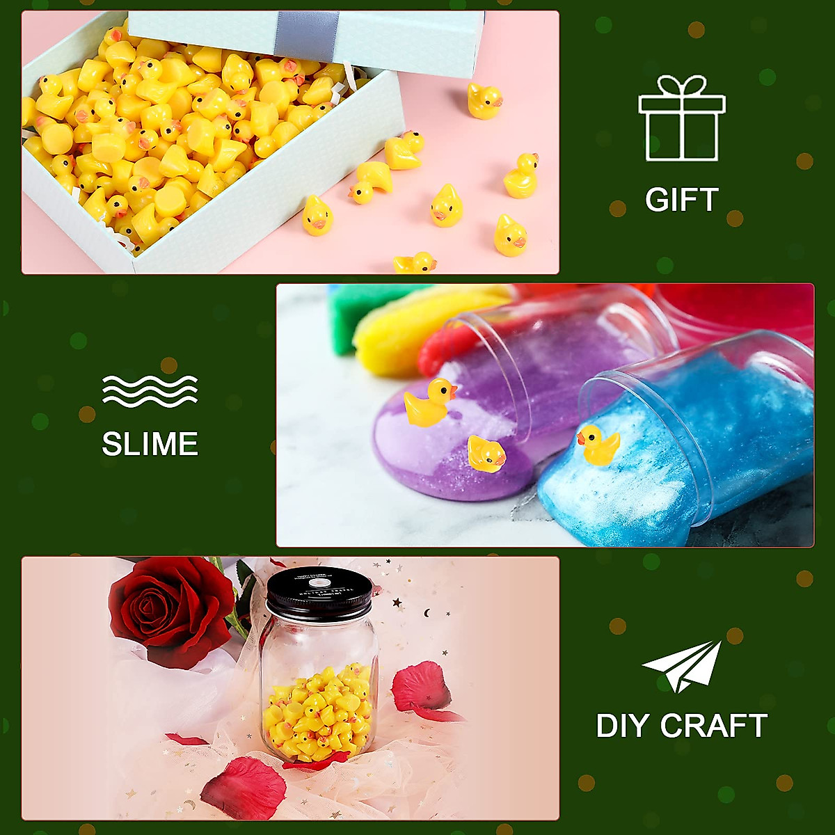 Chalyna 150 Pcs Mini Ducks Yellow Tiny Resin Ducks Bulk Mini Rubber Duckies Figures for Home Prank Game Micro Landscape Aquarium Dollhouse Ornament DIY Terrarium and Handmade School Project