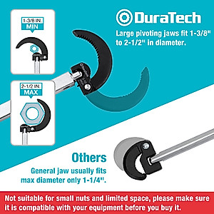 DURATECH 10"-17" Telescoping Basin Wrench with 1-3/8" to 2-1/2" Large Jaw Capacity & Tub Drain Remover Wrench Aluminum Alloy Drain Removal Tool, Dual Ended