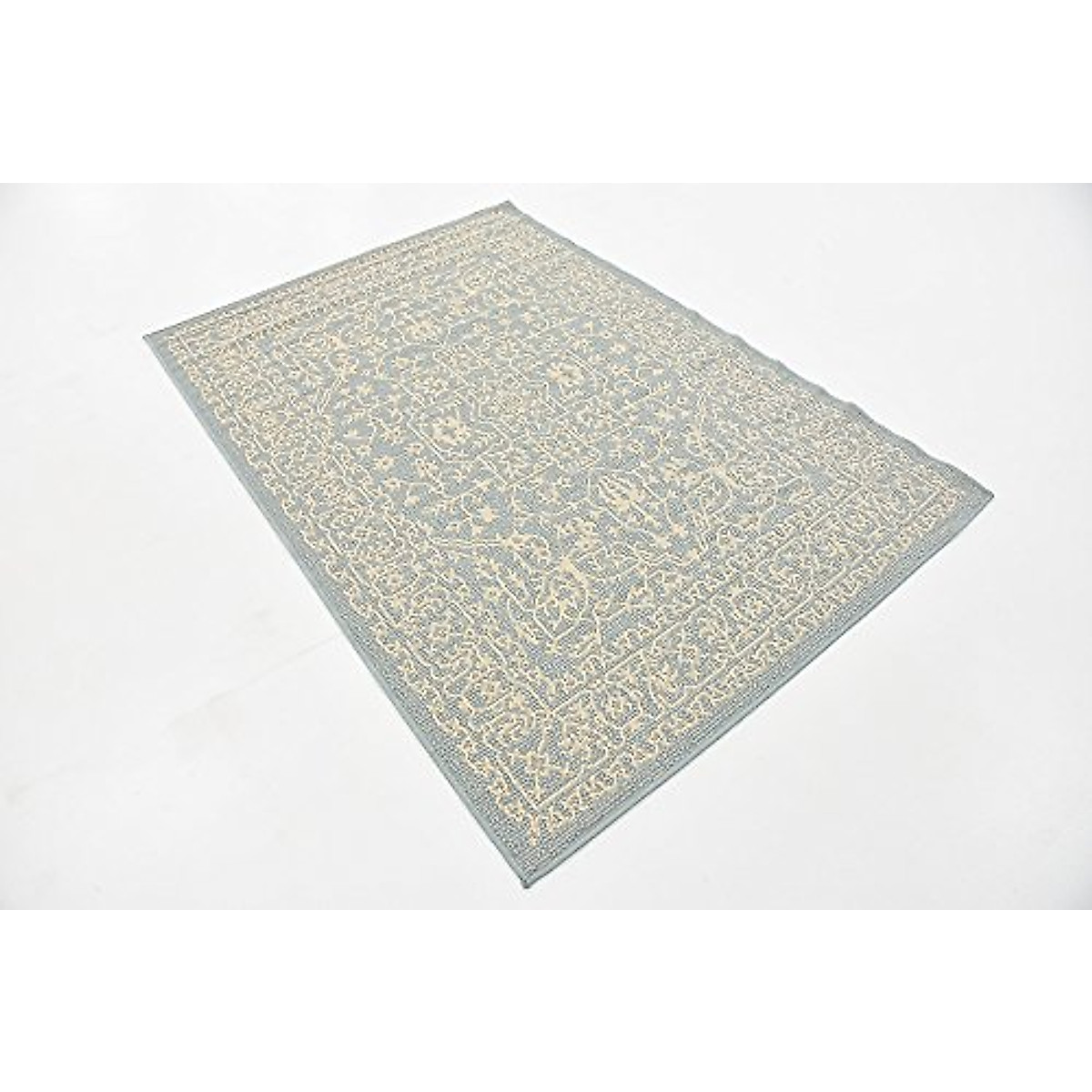 Unique Loom Botanical Collection Bohemian, Abstract, Traditional, Indoor and Outdoor Area Rug, 4' 0" x 6' 0", Light Blue/Beige