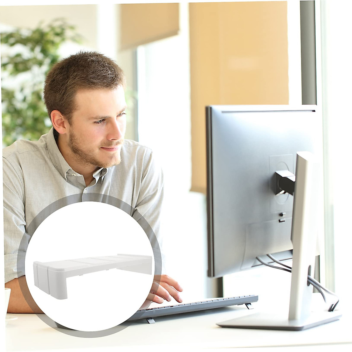 HEALEEP 1Pc Desktop Computer Bracket Computer Monitor Riser Computer Desk Riser Monitor Stand Riser Computer Screen Holder Shelf Bracket Table Storage Rack pp Neck Guard Product White