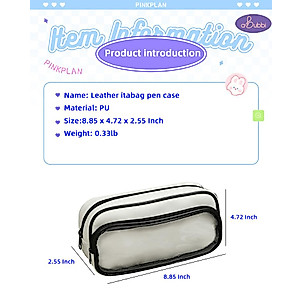 Abubbi ITA Pencil Pouch Large Capacity Pen Case with Transparent Window Black and White (Black and White)