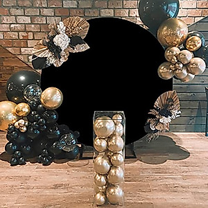 Mocsicka 7.2x7.2ft Round Black Backdrop Polyester Round Cover Photo Backdrops Baby Shower Birthday Party Decorations Banner Photography Background (7.2ft, Black)