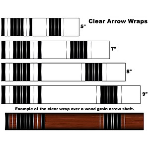 White Water Archery Non-Laminated Clear Transparent Black Crests Traditional 13 Arrow Wraps 15 Pc Pack Choose Length Width (9, 1.4)