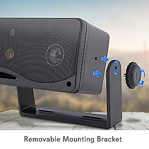 3-Way Mini Box Speaker System - 3.5 Inch 200 Watt Weatherproof Marine Grade Mount Speakers & Marine Bluetooth Stereo Radio - 12v Single DIN Style Boat in Dash Radio Receiver System with Built-in Mic
