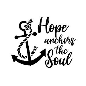 Hope Customized Vinyl Wall Decal - Customized Nautical Inspirational Quote - Hope Anchors The Soul With Anchor Silhouette - Home Decoration for Family Room, Nursery, Bedroom, or Beach House - Removable Sticker