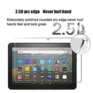 [2 Pack]KLWAINM Tempered Glass for Amazon Kindle Fire HD 10/10 Plus/10 Kids/10 Kids Pro[11th Generation, 2021 Release]Tablet Screen Protector with 2.5D Edge Round 9H HD Anti Scratch Transparent Clear Bubble Free Protective Film