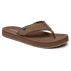 Minnetonka Men's Heath Flip Flop Sandal, Brown, Size 10