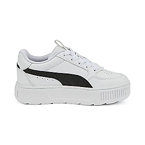PUMA unisex child Karmen Rebelle Sneaker, White/Black, 2 Little Kid US