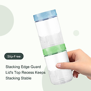 6-Pack 16 oz Glass jars with Airtight Lids,Leak Proof Mason jars,Overnight Oats Containers with Lids,Glass Food Storage Containers for Snacks Yogurt Spice Sugar,3-in-1 Cleaning Brush,3 pcs Brush Head