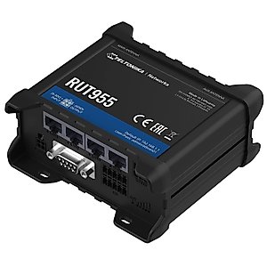 Teltonika RUT955K031Y0 Model RUT955 Industrial Cellular Router; Dual SIM; 4G LTE (Cat 4), 3G, 2G Connectivity; for use with Verizon; Auto Failover; Auto APN; Up to 100 Wi-Fi Users