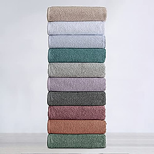 Great Bay Home 12-Pack 100% Cotton, Quick-Dry Textured Washcloths. Ultra-Absorbent, Popcorn Weave. Acacia Collection. (Wash 12pk, Eucalyptus)