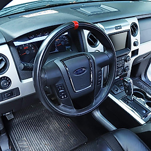 Voodonala for 2009-2014 Ford F150 ABS Carbon Fiber Steering Wheel Accessories Cover Trim, 1 pc