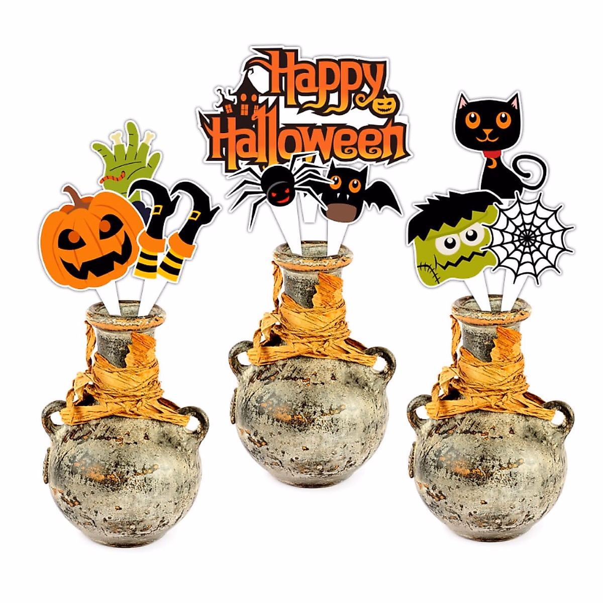 Halloween Party Balloons Banner Supplies Set,include Cupcake Toppers,Selfie Photo Props,Halloween Banner,Bat Wall Stickers,Black Orange Foil Latex Balloons,72Pcs Halloween Theme Party Decorations