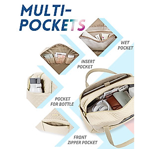 BAGSMART Travel Duffle Bag 31L Quilted Weekender Overnight Bag for Women with Laptop Compartment, Large Carry On Airport Bag with Wet Pocket & Shoe Bag for Travel, Business Trips, Sports