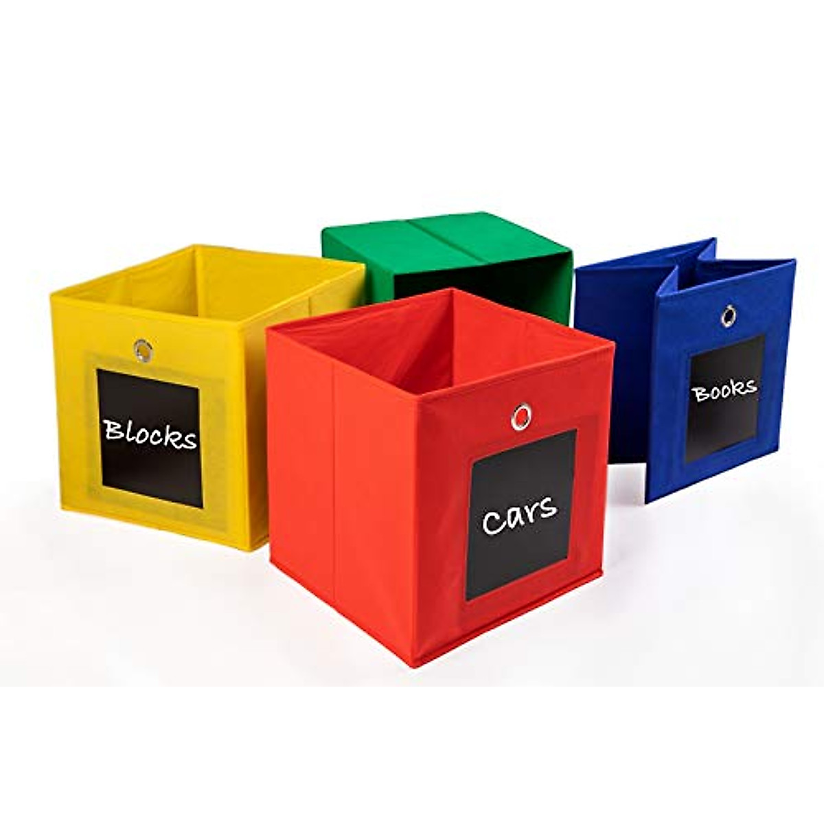 EIQOCCA NewHeightsHome Storage Cube Organizer with Chalkboard Label - 11 inch - Kids Toys, Books, Clothes - Perfect for Nursery, Bedroom, Playroom - 4 Colors - Collapsible Fabric Basket