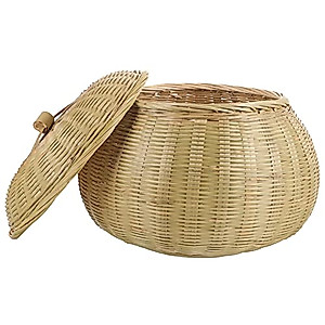 GANAZONO Bamboo Pumpkin Basket picnic basket food serving basket veggie basket go chess bowl fruit storage bowl toilet tank basket woven fruit basket Bamboo weaving storage rack to weave