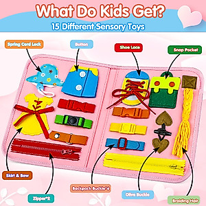 GIFTINBOX Toddler Busy Board Montessori Toys Basic Skills Board for Toddlers Learning Dress, Educational Learning Toys, Bag Designed Enlighten Toy for Infants, Boys and Girls 3 4 5 Year Old-A