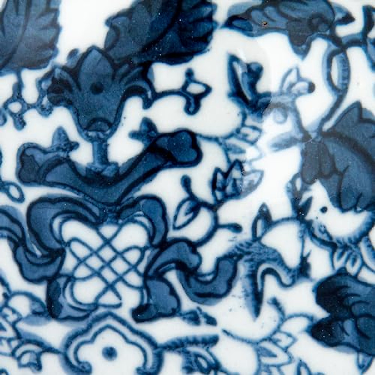 Creative Co-Op Blue & White Ceramic Ginger Jar with Lid