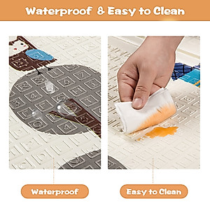 Sensory & Learning Baby Play Mat，Extra Large Baby Crawling mat,Waterproof & Foldable,Reversable Baby Floor Mat (Letter)