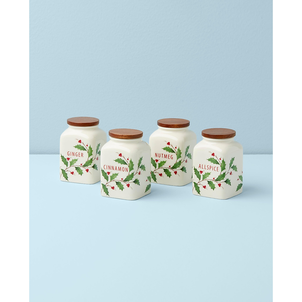 Lenox 895048 Holiday Baking Spice Jars, Set of 4, Christmas Theme