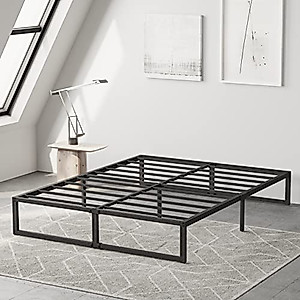 Richwanone 14 inch King Bed Frame Metal Platform Mattress Foundation with Heavy Duty Steel Slat Support, No Box Spring Needed, Easy Assembly, Black