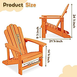 EFURDEN Adirondack Chair, Kids Adirondack Chair Made of Poly Lumber, All-Weather Baby Lawn Chair (Orange)