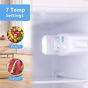 JANREAY Mini Refrigerator with Freezer 3.5 Cu.Ft, Small Refrigerator with 7 Settings Temperature, Adjustable Shelves, 2 Doors, Low Noise, Mini Fridge for Apartment, Bedroom, Office, Dorm Blue