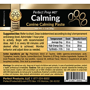 Perfect Prep PET All Natural Canine Calming Multi-Dose Paste, Max Strength, for Dog Anxiety, 30cc