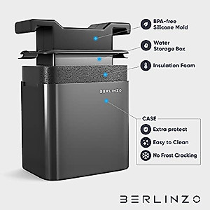 Premium Berlinzo Clear Ice Ball Maker - Whiskey Ice Ball Maker Mold Large 2.4 Inch - Crystal Clear Ice Maker Sphere - Clear Ice Cube Maker with Storage Bag - Clear Ice Mold for Ball Ice Maker