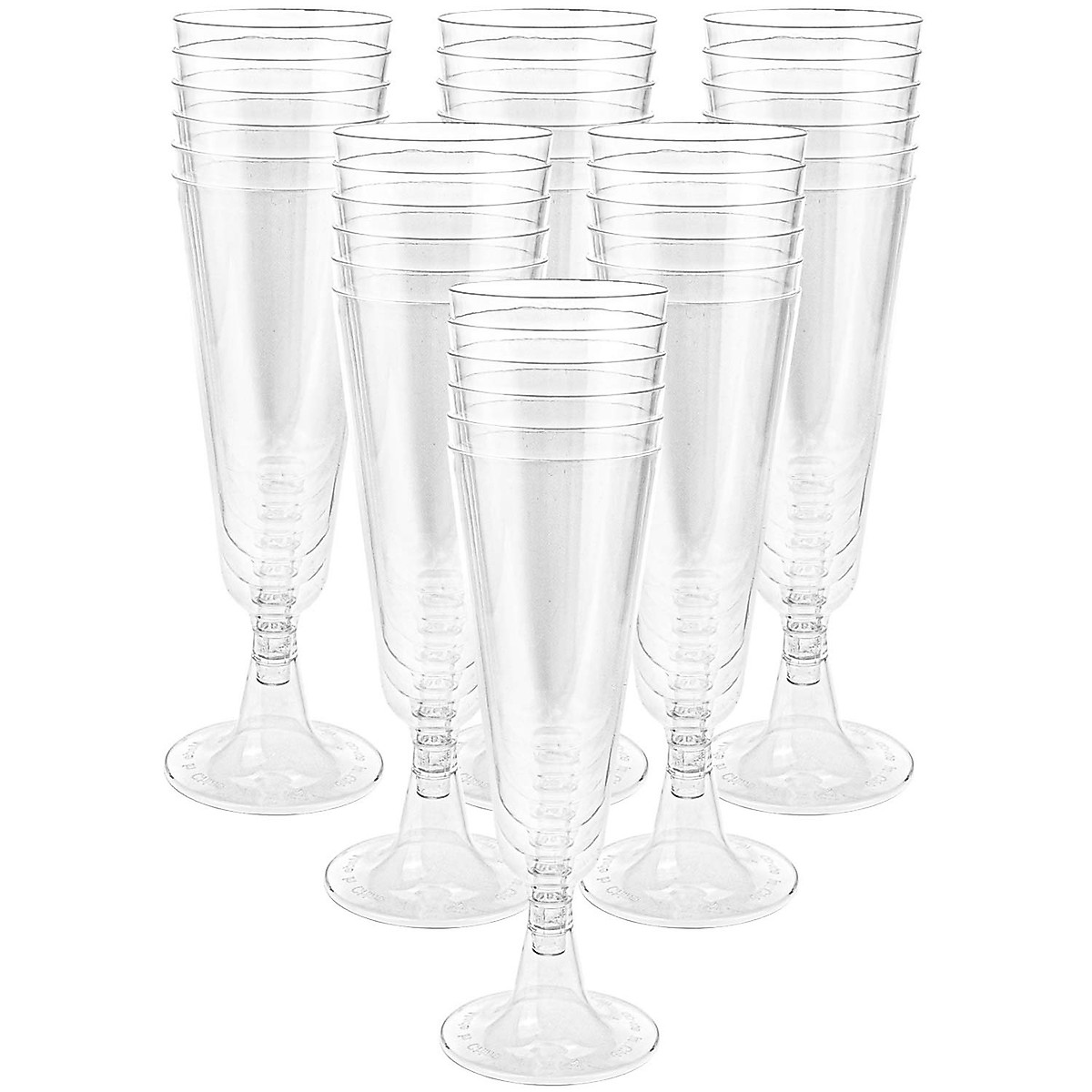 Hedume 100 Pack Champagne Flutes, 5oz Disposable Clear Plastic Champagne Glasses, Toasting Flute Set for Mimosas, Bloody Mary's, Wine Glasses, Sodas, Cocktail Cups, Parfaits, Sundaes etc