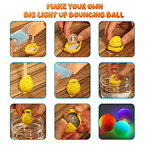 DIY Bouncy Ball Kit, Make Your Own Bouncy Ball Kit, Make 60+ Bouncy Balls Kit for Boys, Including LED Light Balls, Glow in the Dark Bouncy Balls, in 5 Sizes and Shapes, Kids Crafts Project Experiment