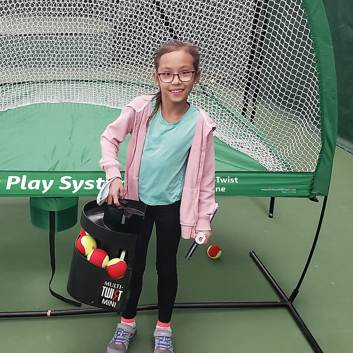 Infinity Play System Rebounder Net with Multi-Twist Mini Ball Machine for Tennis and Pickleball