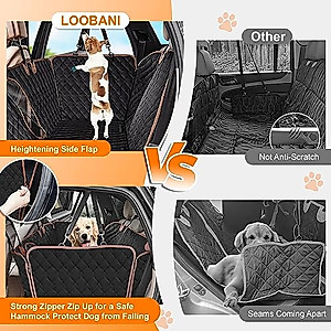 LOOBANI Dog Seat Cover for Back Seat, Waterproof Car Seat Cover, Anti-Scratch Dog Hammock for Car, Back Seat Protector for Road Trip, Fits Cars SUV & Truck