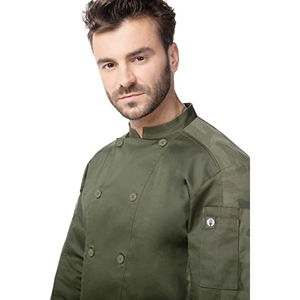 Chef Works Men's Mojave Chef Coat, Olive, Medium