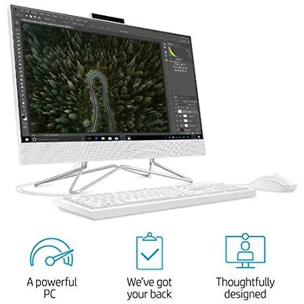HP 23.8" Touchscreen IPS FHD WLED backlit All-in-One Desktop, AMD Ryzen 3 3250U, 8GB DDR4, 1TB 7200RPM HDD + 256GB PCIe NVMe SSD, Optical Drives, WiFi, Bluetooth, Camera, Media Card Reader, Windows 10