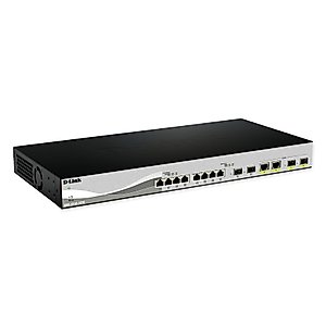 D-Link Ethernet Switch, 10 12 Port Gigabit Managed Web Smart Switch w/ 2 RJ45 SFP+ Combo Ports Network Internet (DXS-1210-12SC), Black/Gray