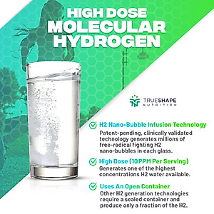 TrueShape Nutrition Essential H2 Fizzy Molecular Hydrogen Tablets for Water Nutritional Supplement (Unflavored, 30 Servings)