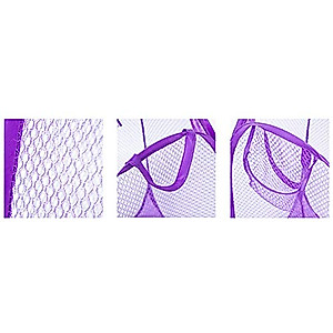 Portable Small Mesh Laundry Hamper Foldable Nursery Storage Basket for Baby Clothes Kids Toy Pop Up Camper Hampers Purple