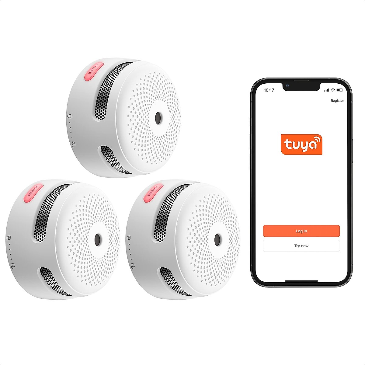 X-Sense Wi-Fi Smoke Detector, Wireless Smart Fire Smoke Detector with Replaceable Lithium Battery & Silence Button, Auto Self-Check Function, XS01-WT, Pack of 3