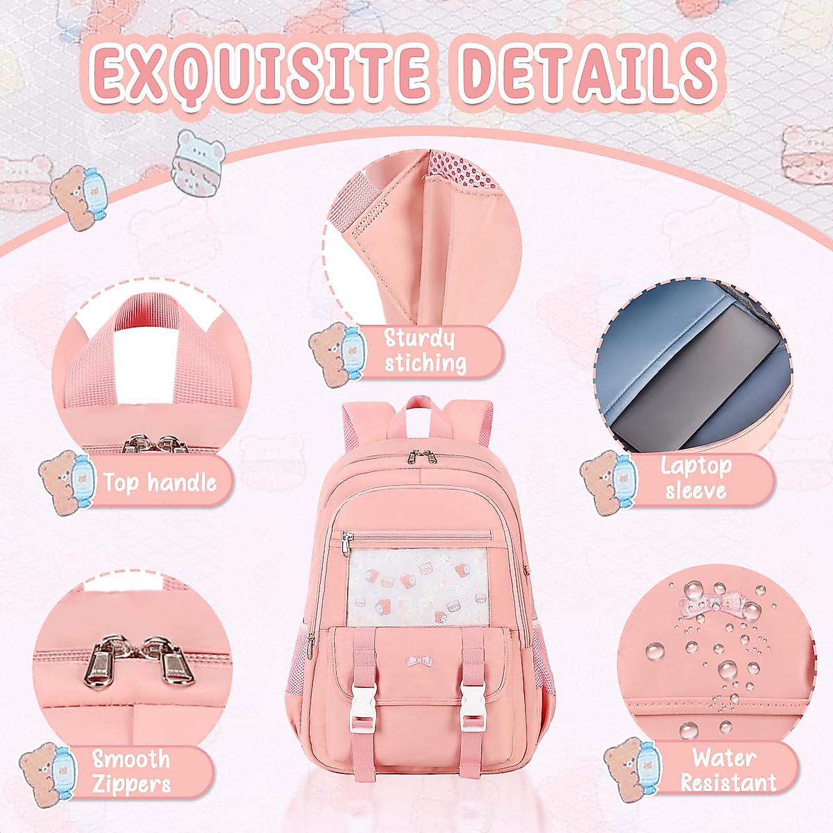 Bluboon Kids School Backpacks for Girls Elementary Bookbags Middle School bags Travel Rucksack Casual Daypack with Crossbaby Bag Messenger Bags