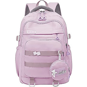 H HIKKER-LINK Water Resistant Laptop Backpack for Women 15.6 inch Causal Daypack for Daily Purple