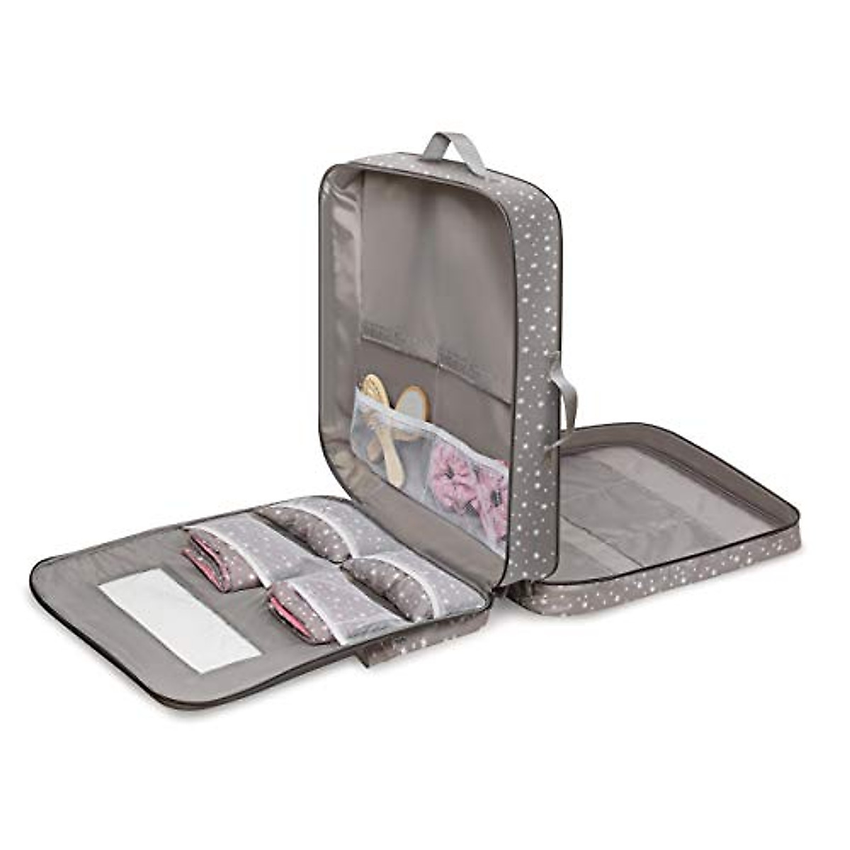 Badger Basket Pack Pretty Double Doll Carrier with Two Sleeping Bags for 18 inch Dolls - Gray/Stars