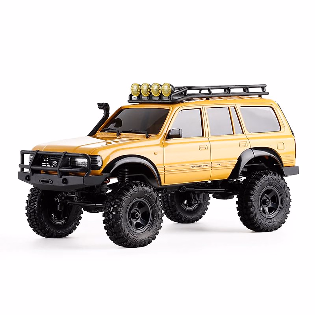 Helidirect FMS 1:18 FCX18 LC80 Land Cruiser 80 RTR 4WD RC Rock Crawler 1/18 Brushed Motor, 2.4GHz RC Transmission - Remote Control Toy for Adult, RC Cars, RC Crawler, Rock Crawler (Yellow)