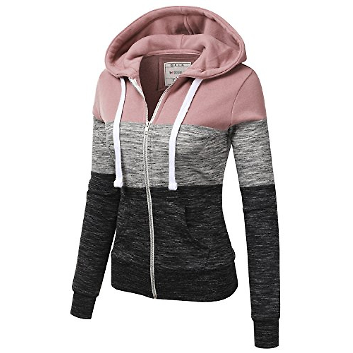 DOUBLJU Lightweight Thin Zip-Up Casual Hoodie Jackets for Womens with Plus Size