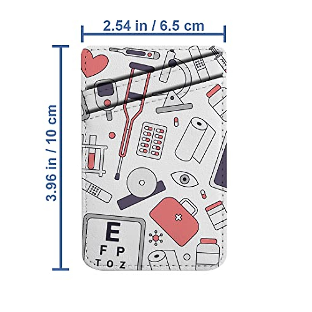 Diascia Pack of 2 - Cellphone Stick on Leather Cardholder ( Medical Pharmaceutical Hospital Pattern Pattern ) ID Credit Card Pouch Wallet Pocket Sleeve