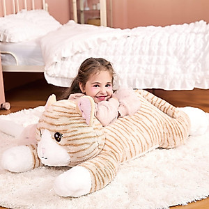 IKASA Large Cat Stuffed Animal Plush Toy,Giant Kitten Cute Jumbo Soft Toys,Huge Big Size Plushy Gigantic Plushie,Gifts for Kid Girl (30 inches, Orange)