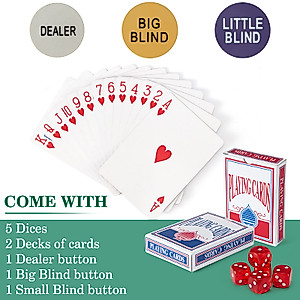 ECOTOUGE Poker Chip Set 500 with Case, Poker Set with 11.5 Gram Chips, Cards, Dices, Buttons and Aluminum Case for Texas Holdem Blackjack Gambling, Home Game with Family and Friends, White