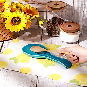 Patelai Ceramic Spoon Rest Spoon Holder Stovetop Spoon Holder for Kitchen Stove Coffee Bar Accessories (Blue)